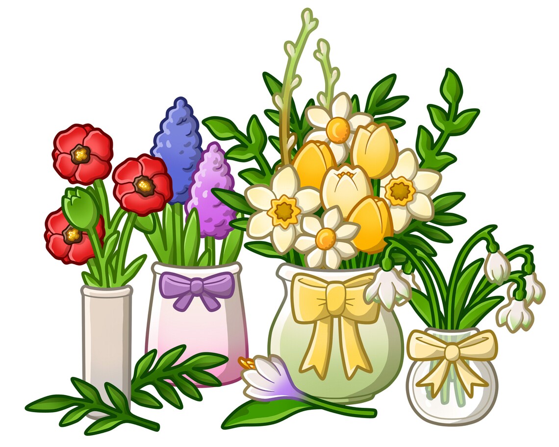 Flower Bouquet Spring Clip Art Images Digital Download - Etsy