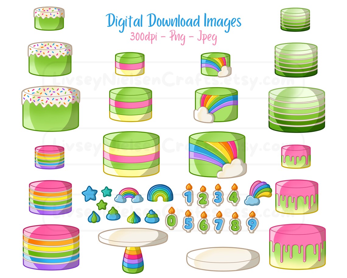 Make a Cake - Rainbow - Clip Art Images - Digital Download - Etsy