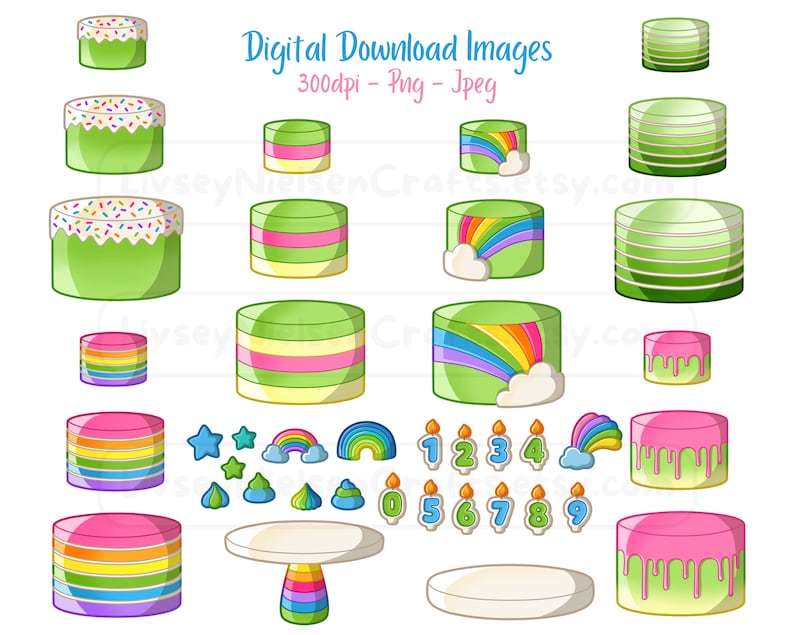 Make a Cake - Rainbow - Clip Art Images - Digital Download - Etsy