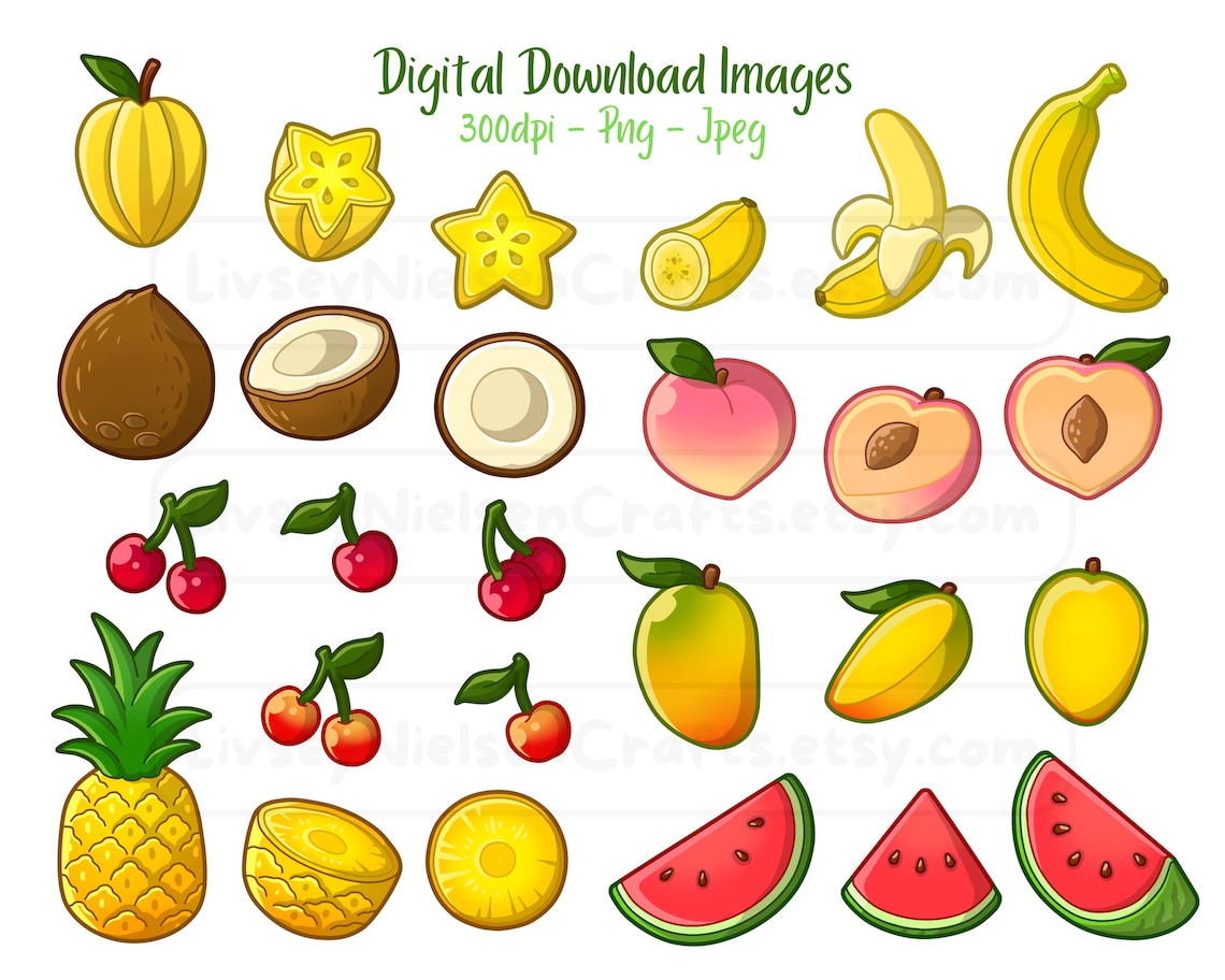 Fresh Fruit - Clip Art Images - Digital Download - Etsy