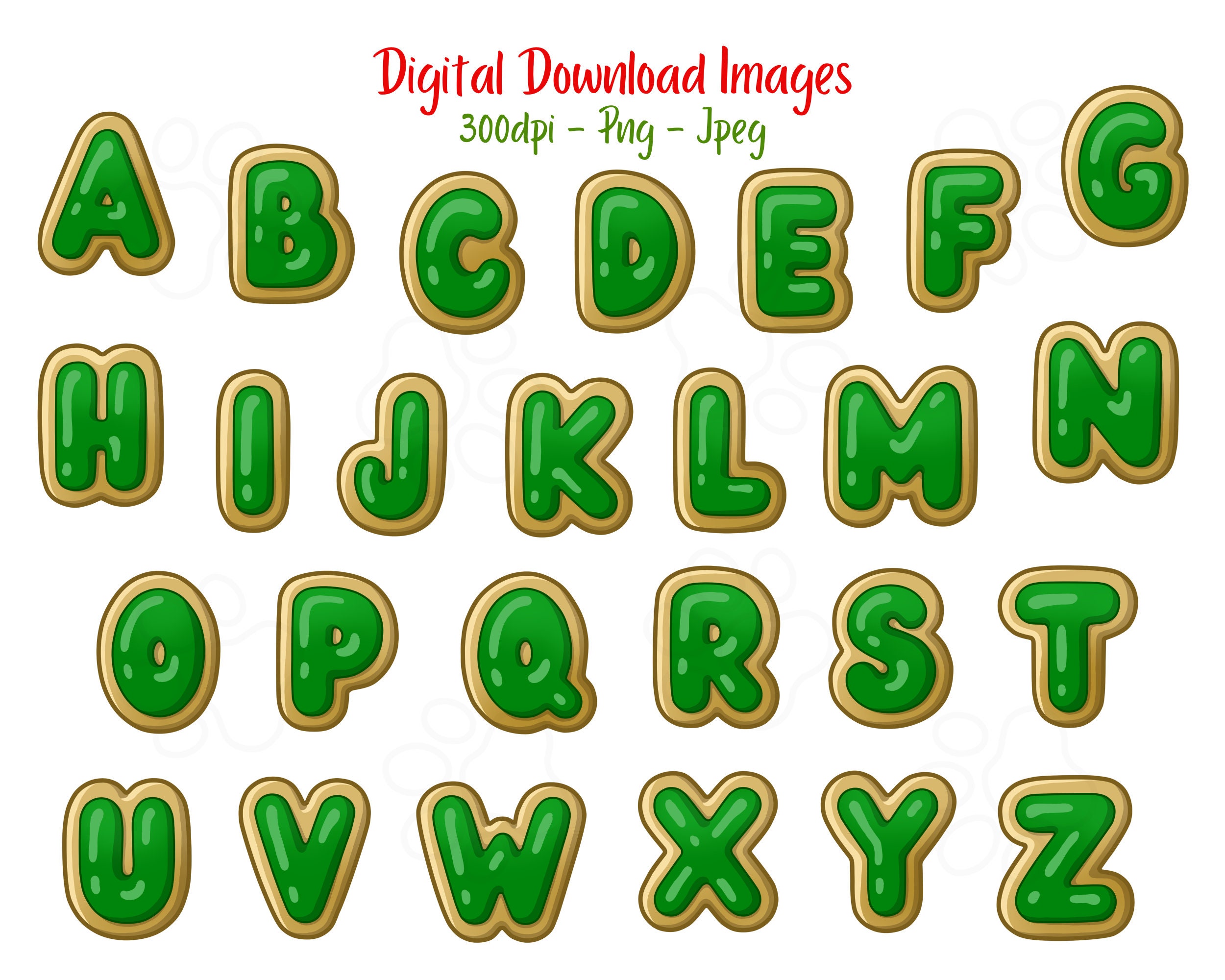 Sugar Cookie Alphabet - Xmas - Clip Art Images - Digital Download - Etsy