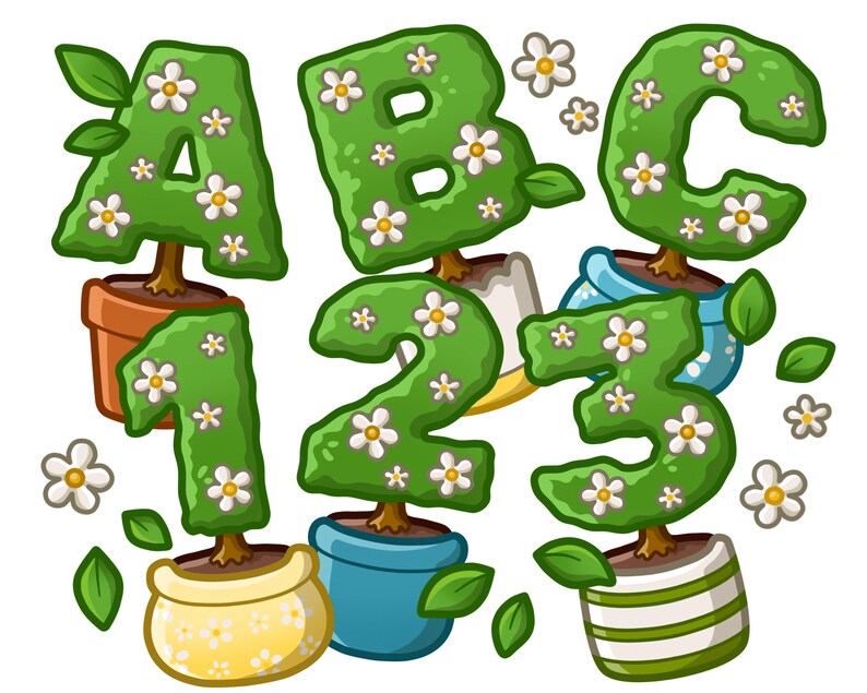 Alphabet Plants - Daisy - Clip Art Images - Digital Download - Etsy