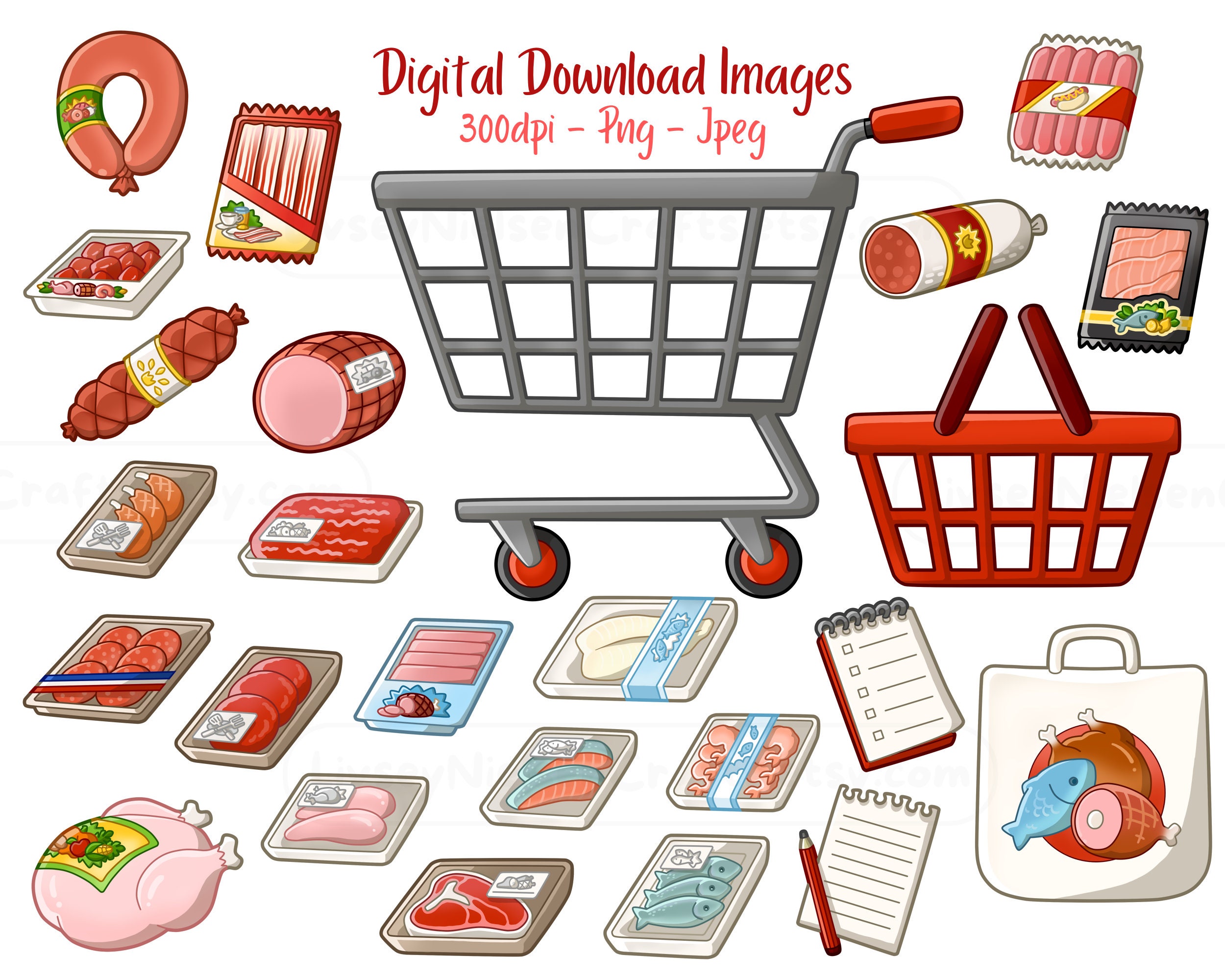 Supermarket - Meat - Grocery Clip Art Images - Digital Download - Etsy