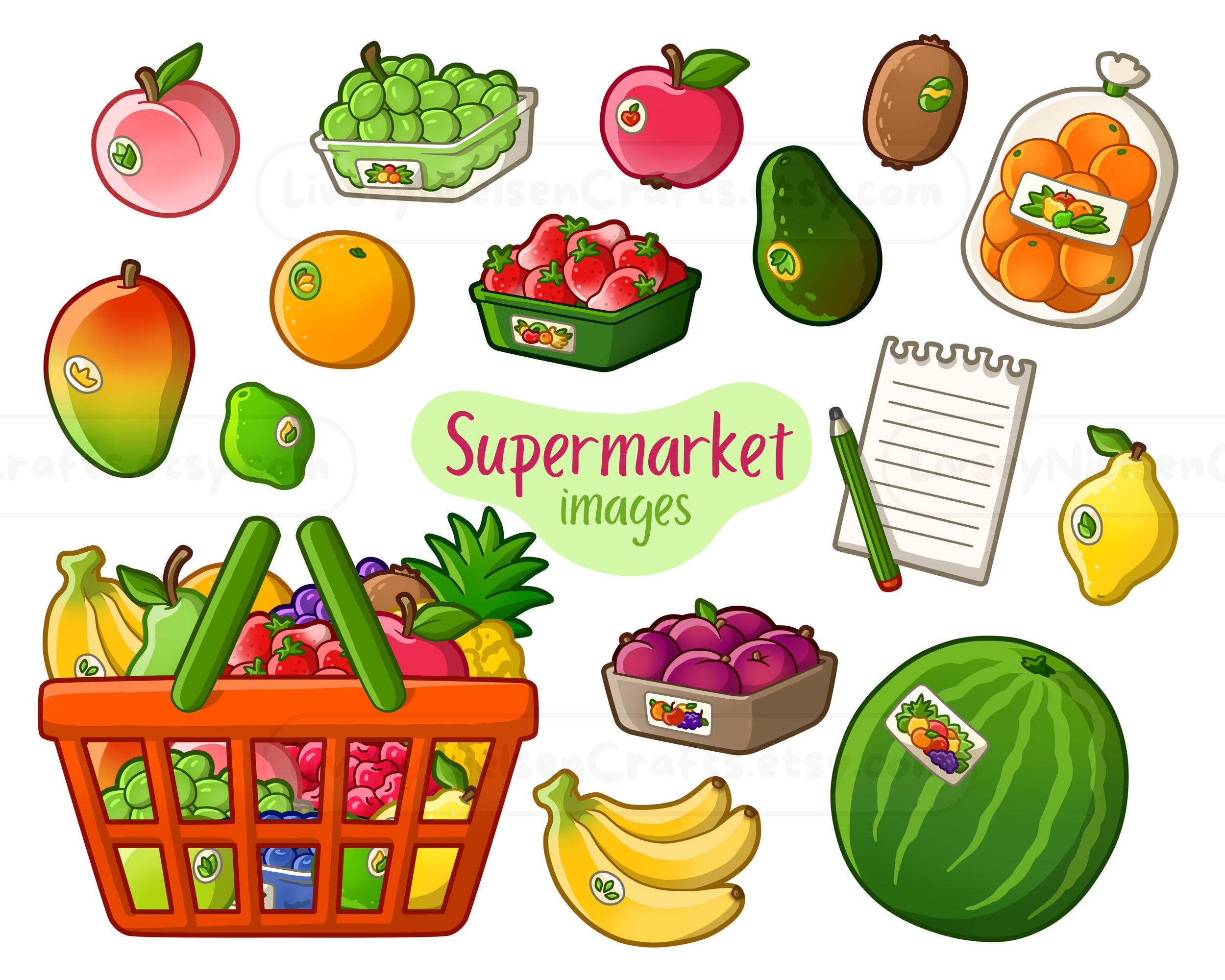 Supermarket - Fruit - Grocery Clip Art Images - Digital Download - Etsy