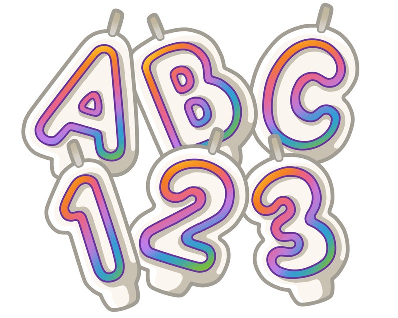 Alphabet Candles - Rainbow - Clip Art Images - Digital Download - Etsy