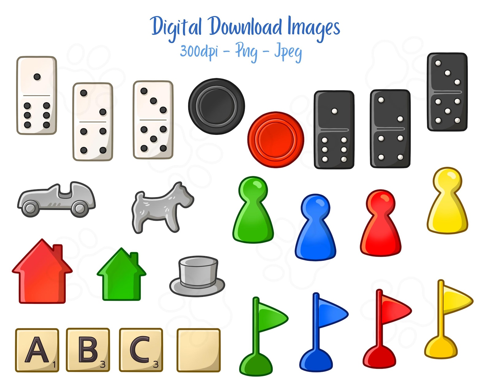 Games Pieces - Clip Art Images - Digital Download - Etsy