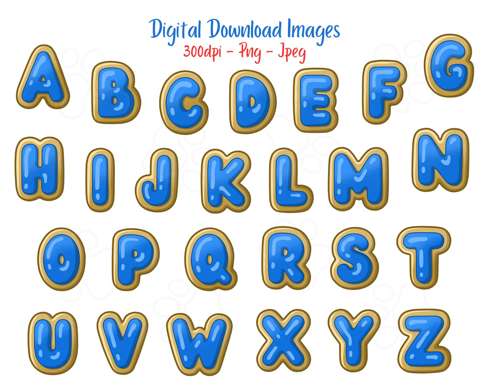 Sugar Cookie Alphabet - Red, White & Blue - Clip Art Images - Digital ...