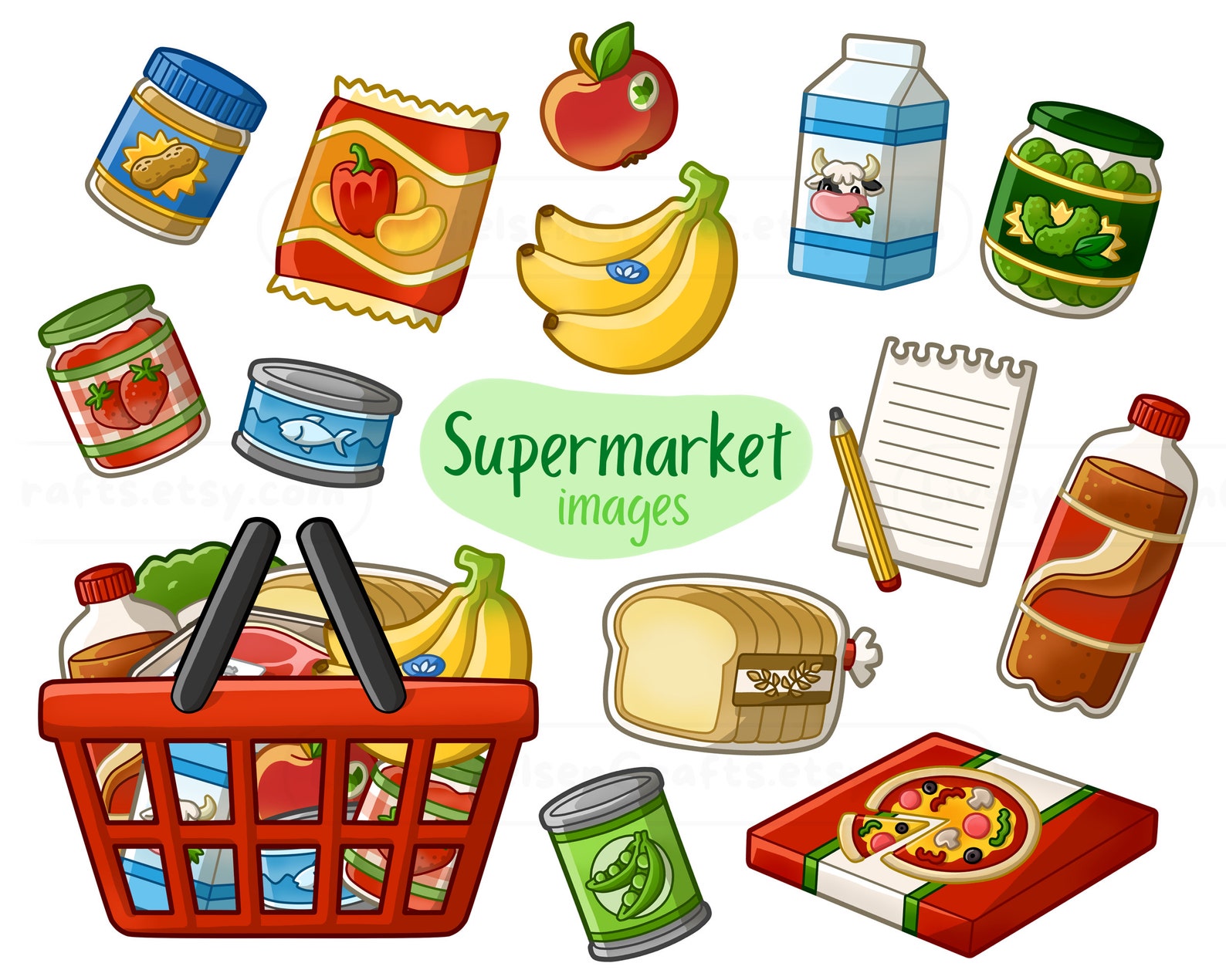 Supermarket - Daily Shop 1 - Grocery Clip Art Images - Digital Download ...