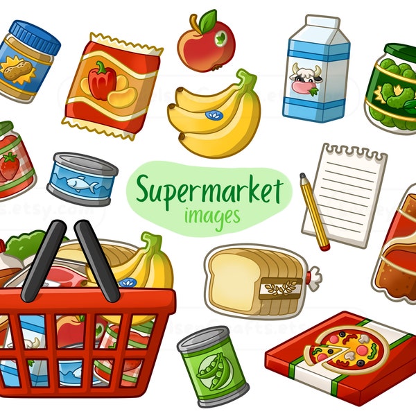 Supermarket Dairy Grocery Clip Art Images Digital Download - Etsy