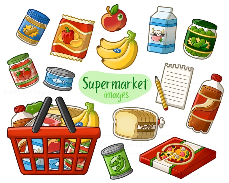 Supermarket - Daily Shop 1 - Grocery Clip Art Images - Digital Download ...