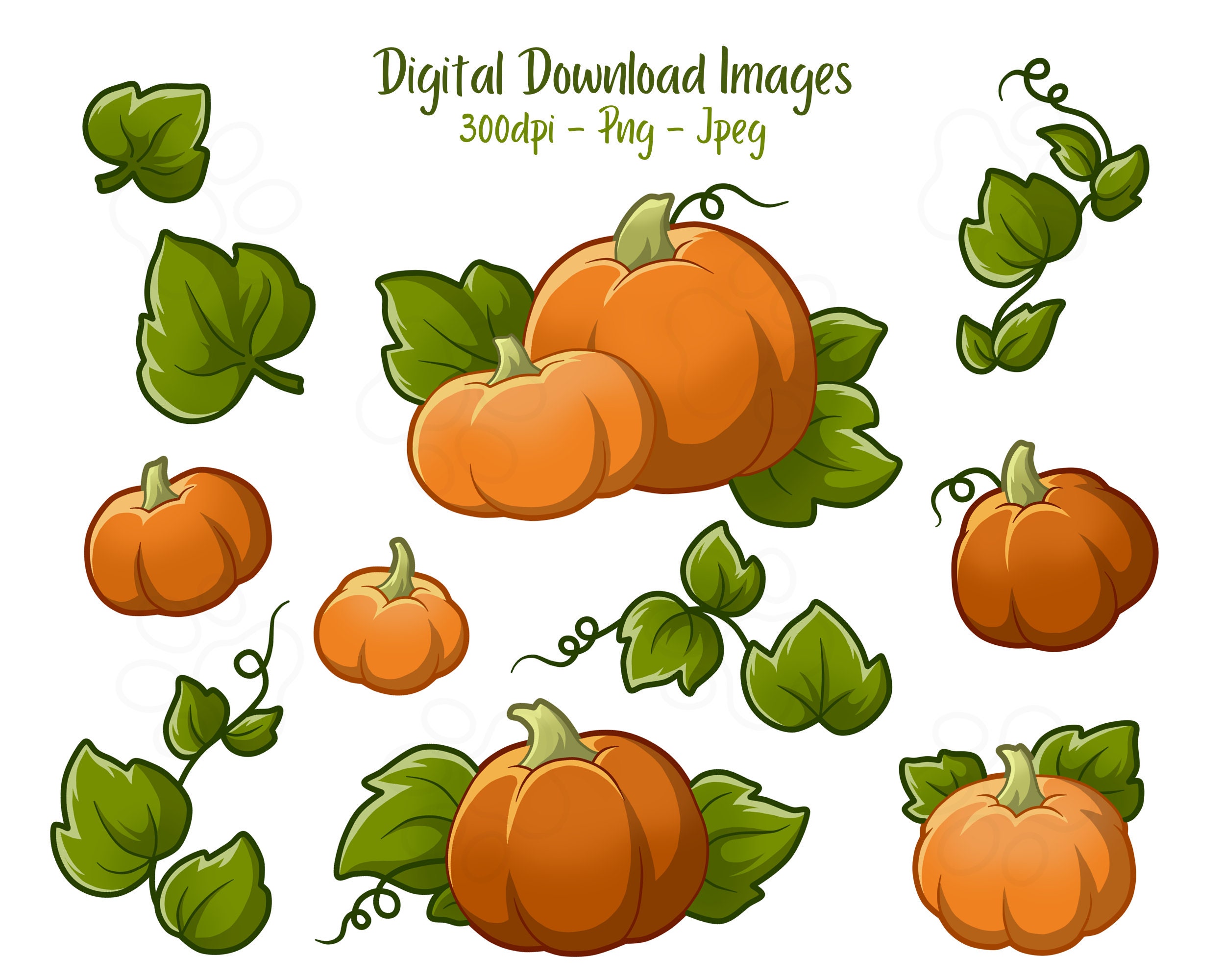Pumpkin Harvest - Clip Art Images - Digital Download - Etsy