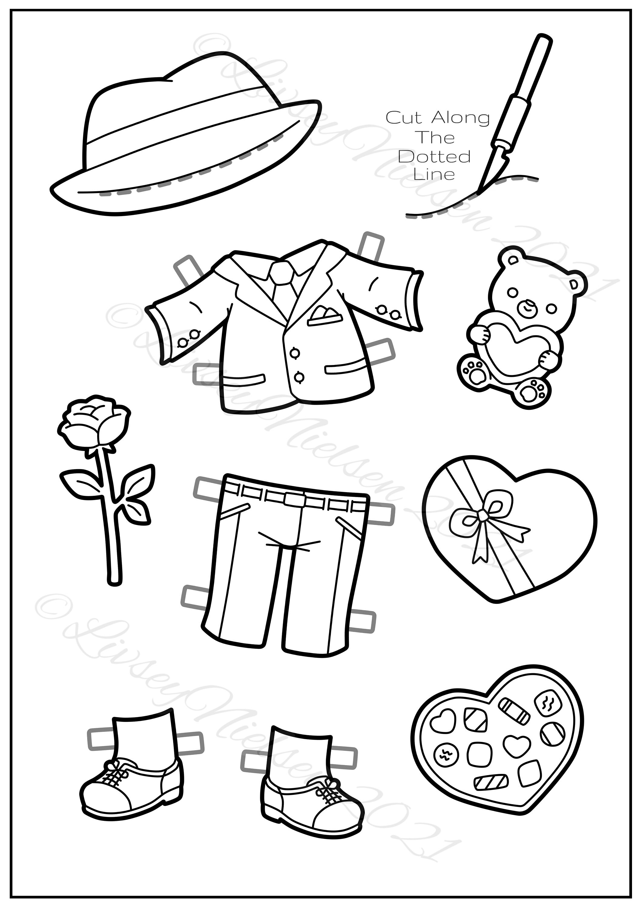 Romantic Date Paper Dolls Printable Download B&W Colouring Pages - Etsy