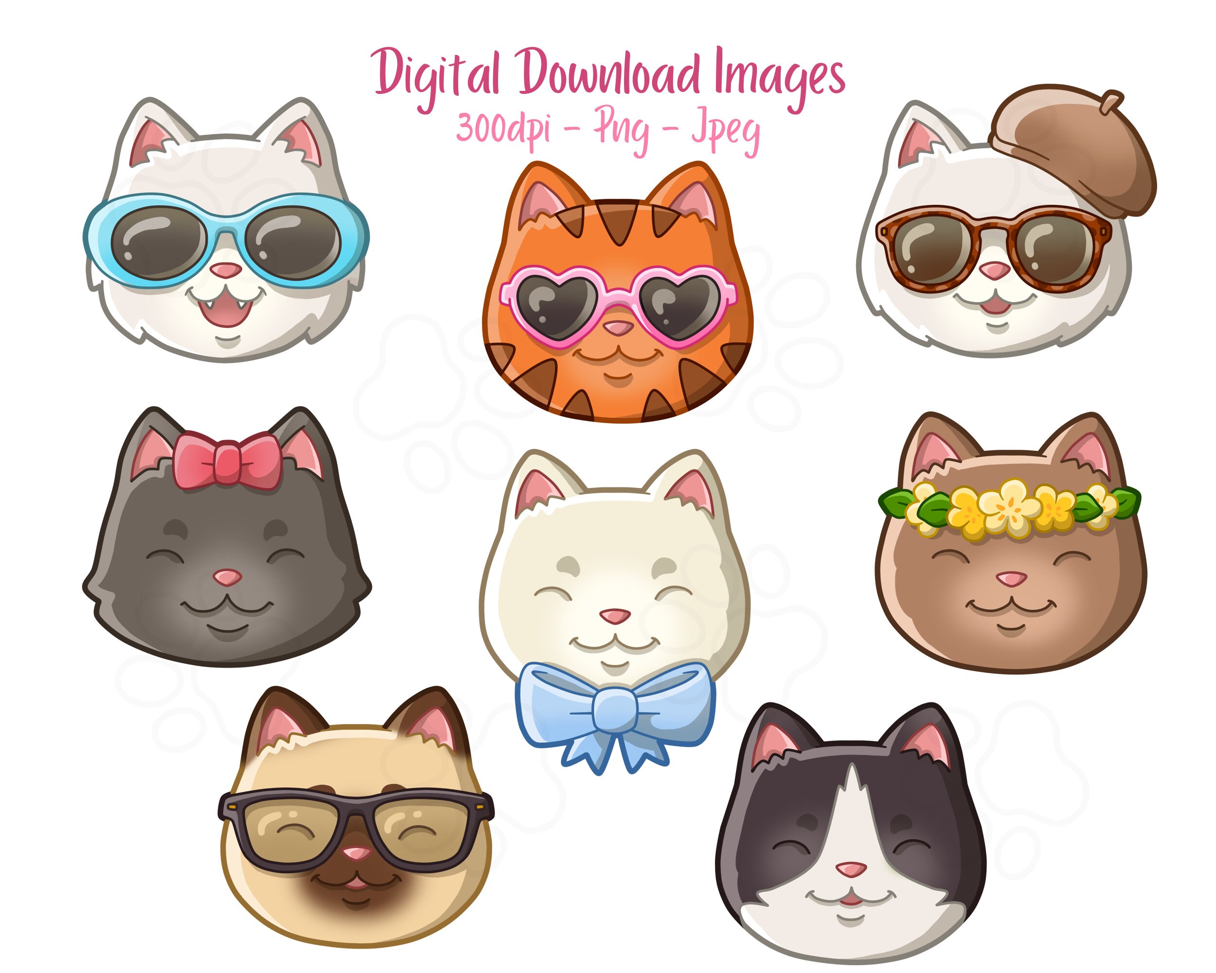 Cute Cats Clip Art Images Digital Download - Etsy