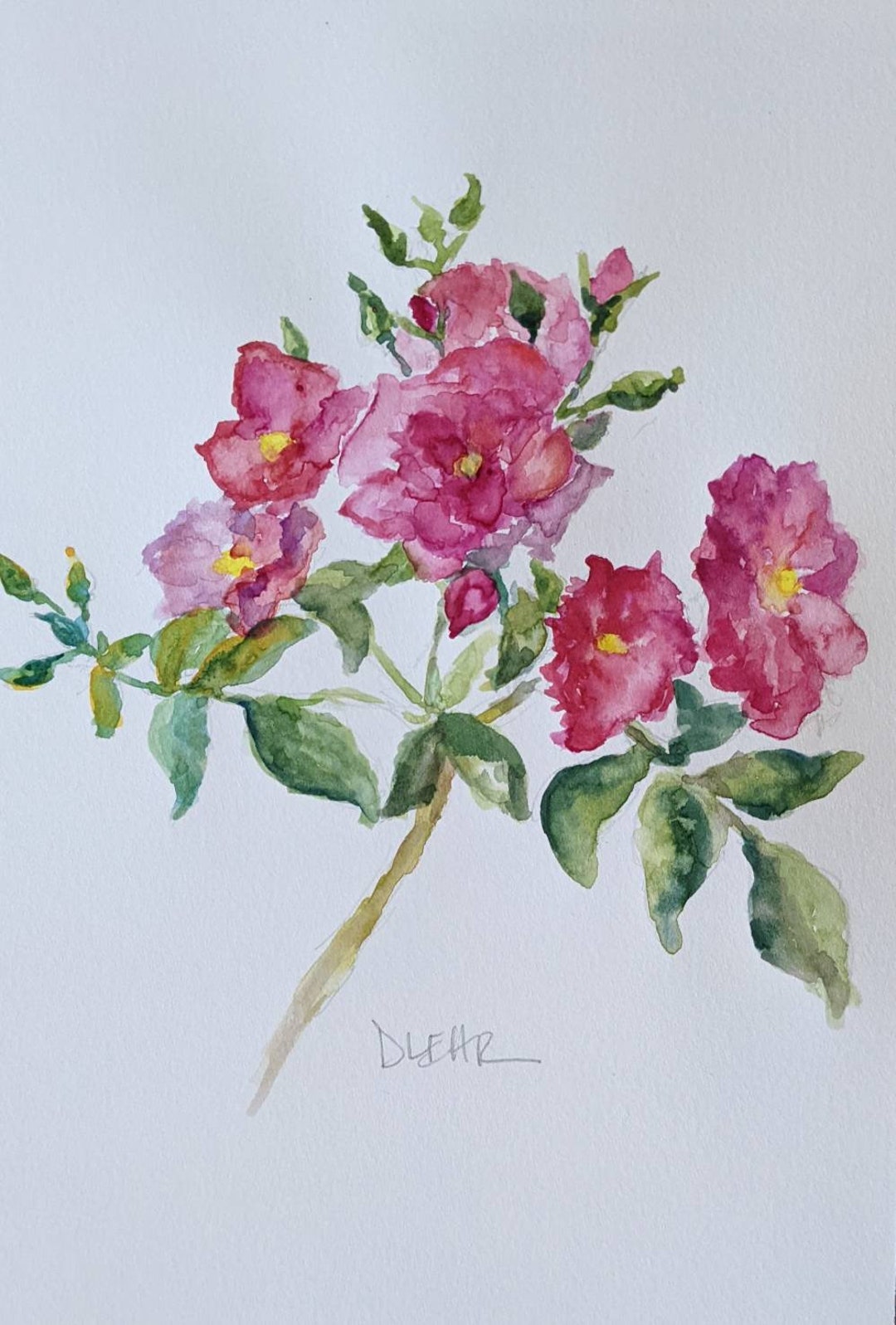 Watercolor Art, Gini's Garden Series: Roses, Original Watercolor ...