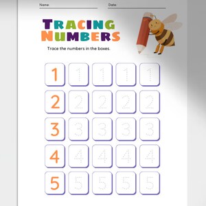 Number Tracing Worksheet Bundle, Printable - Etsy