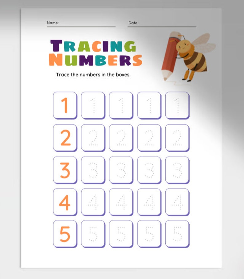 Number Tracing Worksheet Bundle, Printable - Etsy