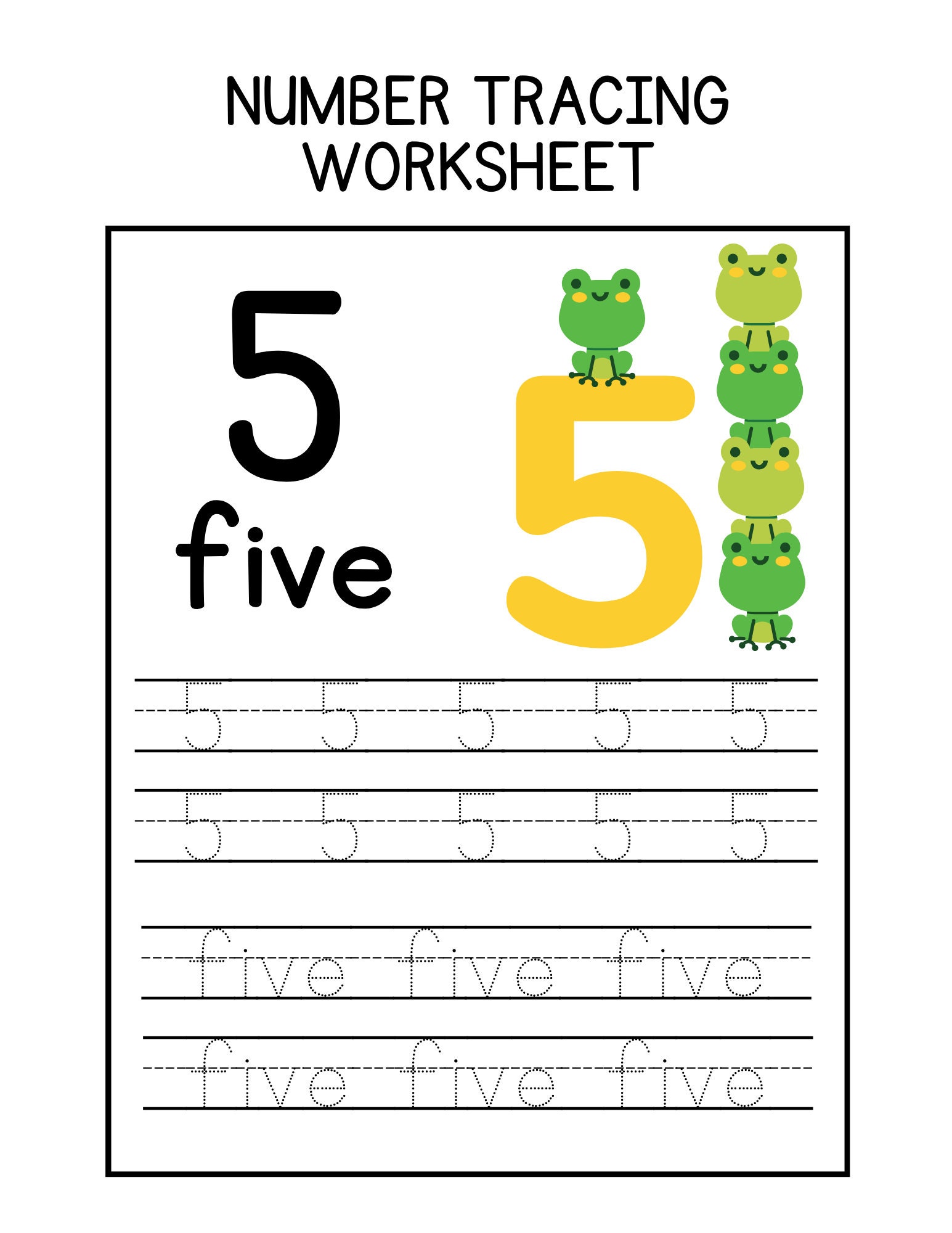 Number Tracing Worksheet Bundle, Printable - Etsy