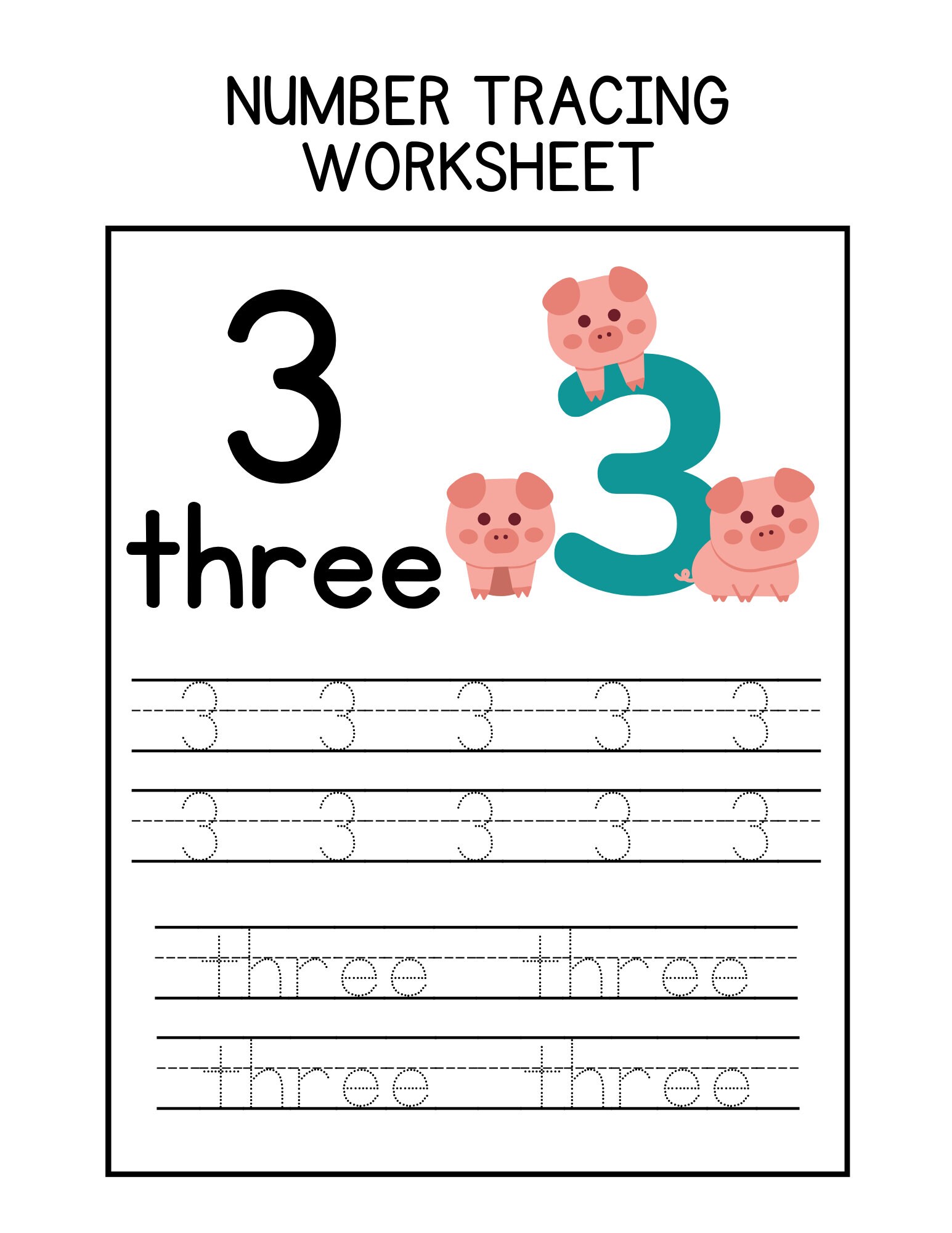 Number Tracing Worksheet Bundle, Printable - Etsy
