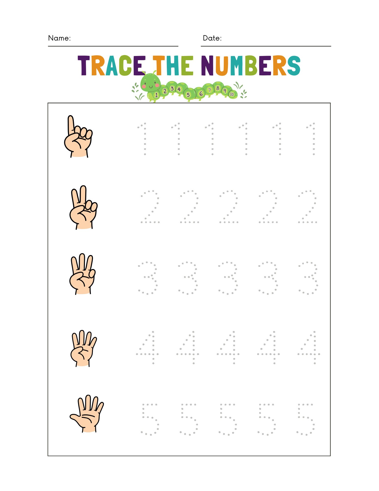 Number Tracing Worksheet Bundle, Printable - Etsy