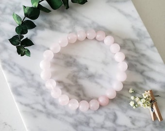 Natural Rose Quartz Bracelet Smooth Round Size 6mm and 8mm - Etsy