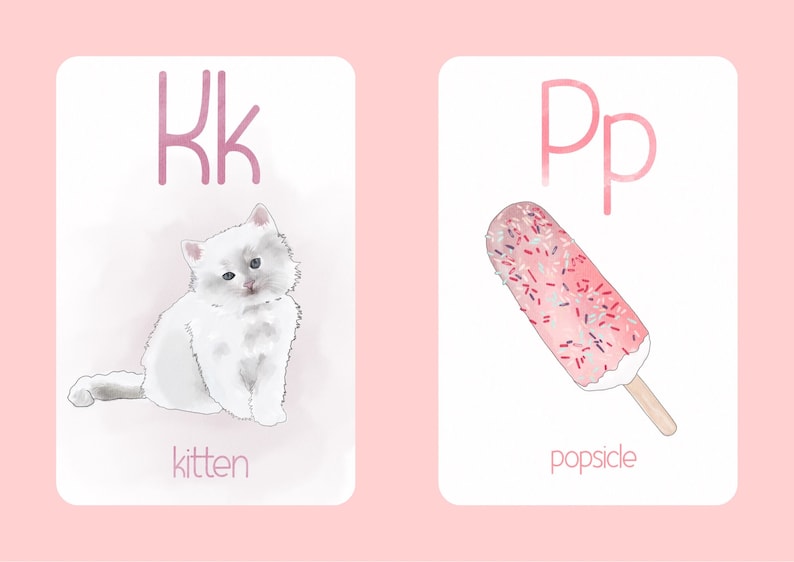 Printable Alphabet Cards/printable Abc Cards/pink Themed Cards/baby ...