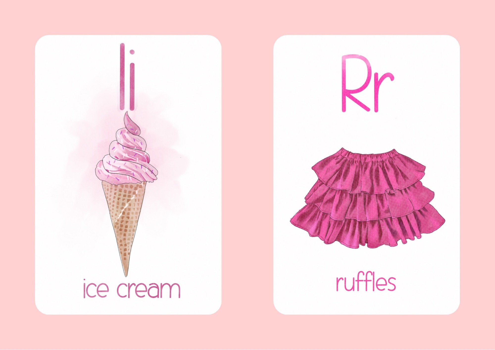 Printable Alphabet Cards/printable Abc Cards/pink Themed Cards/baby ...