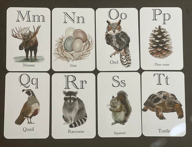 Forest Alphabet Flashcards, Forest Theme, Baby Shower Gifts, Learning ...