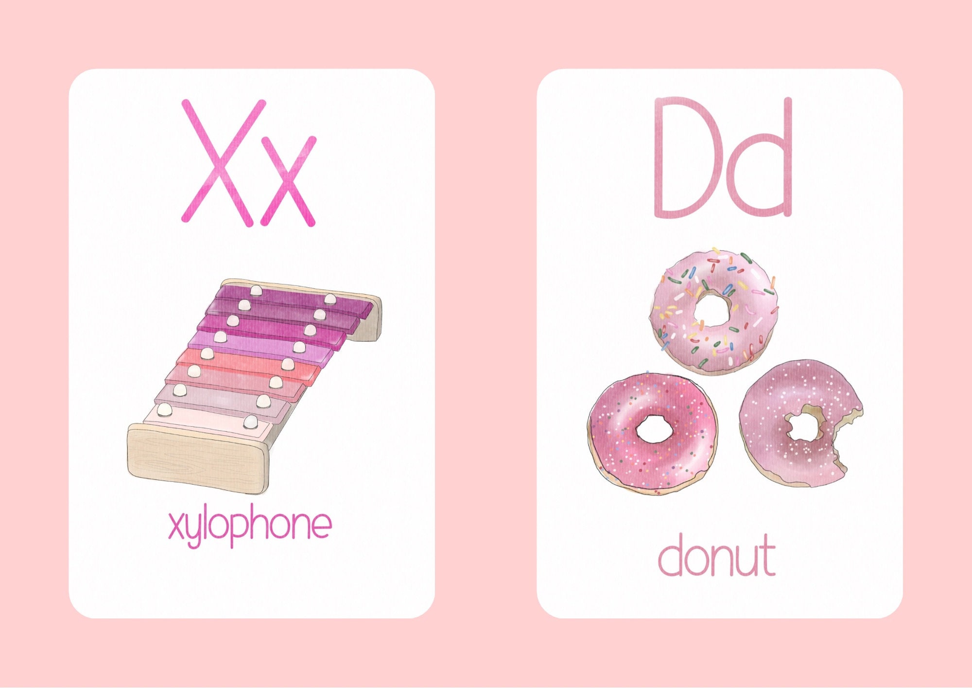 Printable Alphabet Cards/printable Abc Cards/pink Themed Cards/baby ...