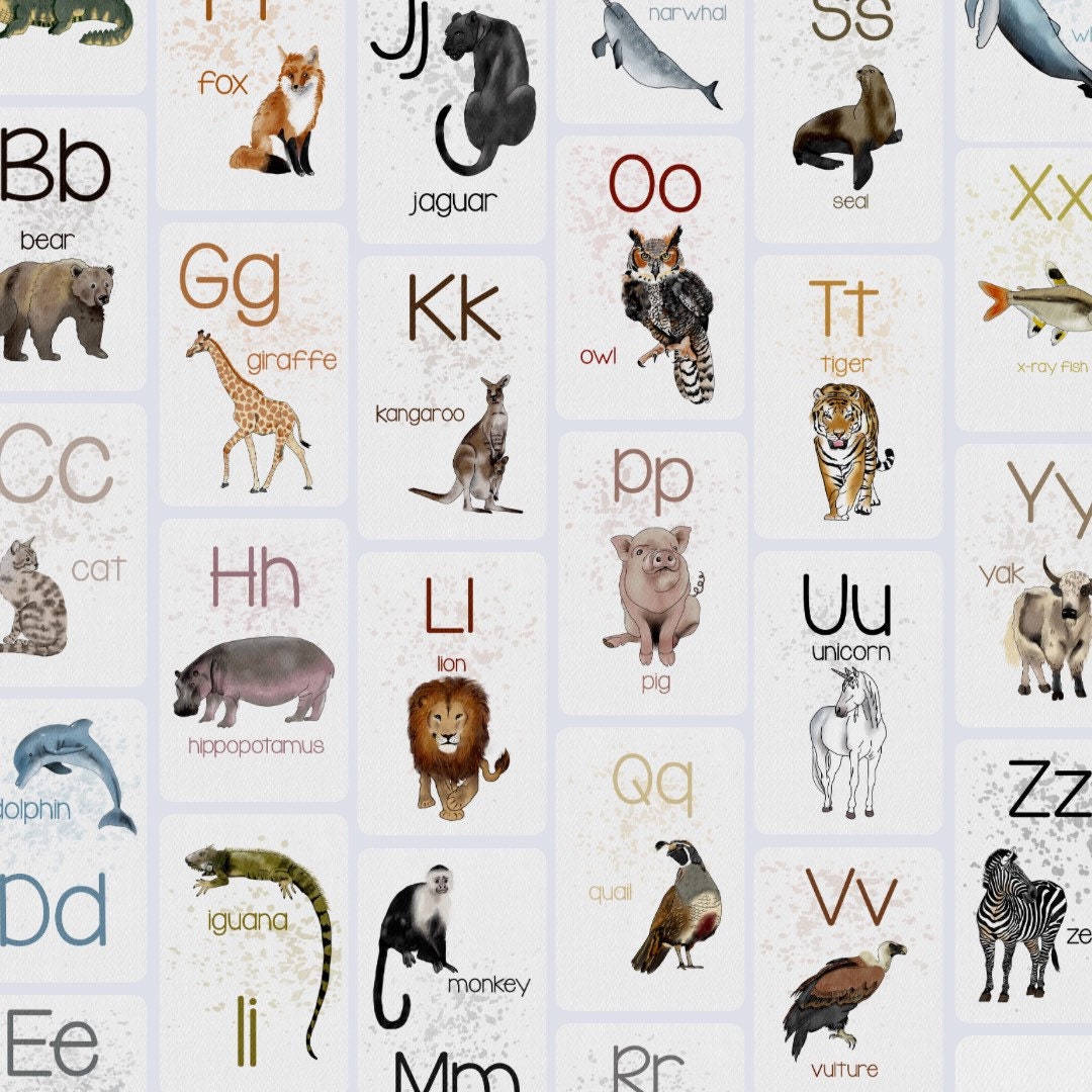 Animal ABC Flashcards, Educational Toys, Kids Flashcards, ABC Toys ...