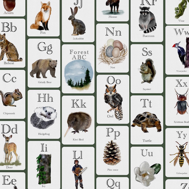 Printable Alphabet Flashcards/nature Flashcards/forest Theme/forest ...