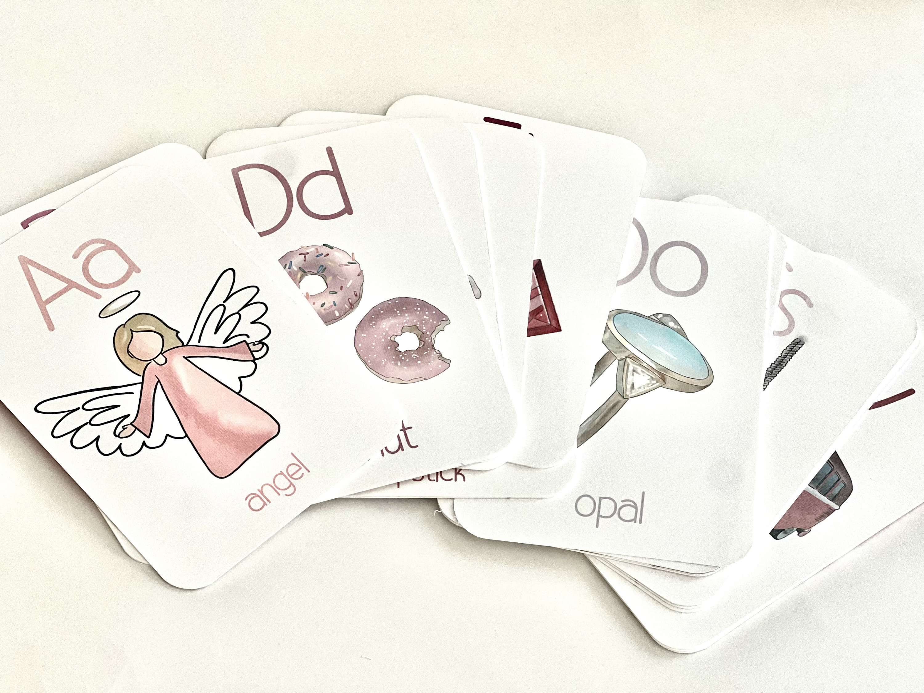 Little Girl Alphabet Flashcards/pink Theme/abc Cards/girl Gifts/girl ...