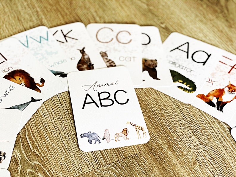 Animal ABC Flashcards, Educational Toys, Kids Flashcards, ABC Toys ...