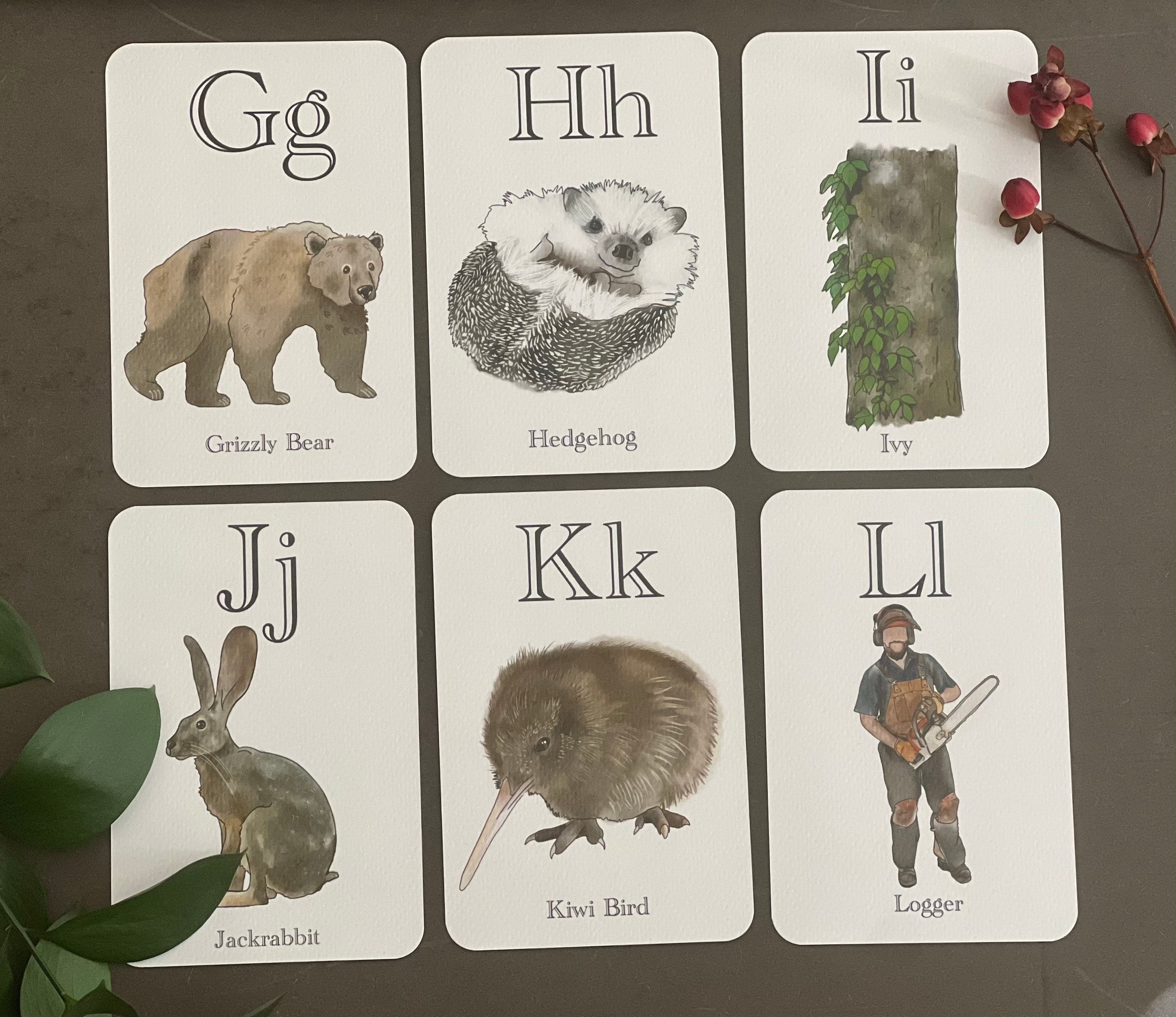 Forest Alphabet Flashcards, Forest Theme, Baby Shower Gifts, Learning ...
