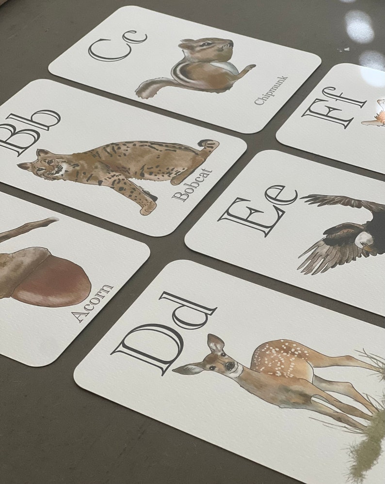 Forest Alphabet Flashcards, Forest Theme, Baby Shower Gifts, Learning ...