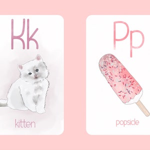 Little Girl Alphabet Flashcards/pink Theme/abc Cards/girl Gifts/girl ...