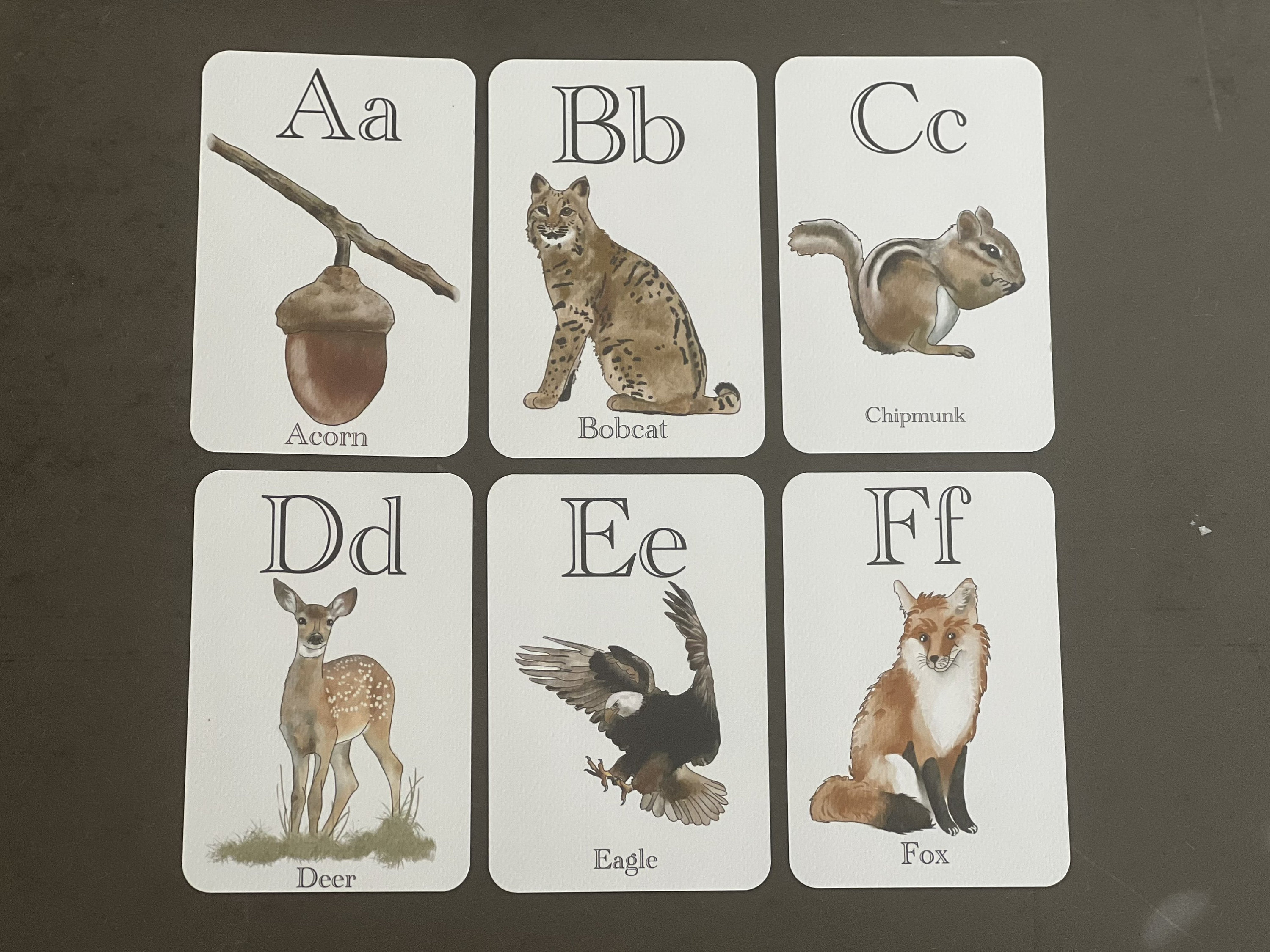 Forest Alphabet Flashcards, Forest Theme, Baby Shower Gifts, Learning ...