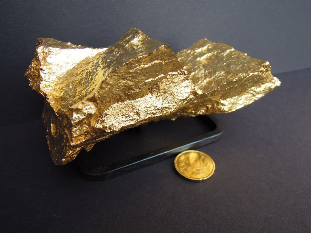 Real Gold Natural Stone Wrought Iron Paperweight Eye-catcher Mineral - Etsy