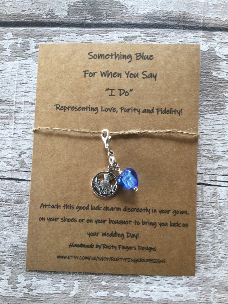 Something Blue Thistle Good Luck Wedding Gift Bouquet Charm - Etsy