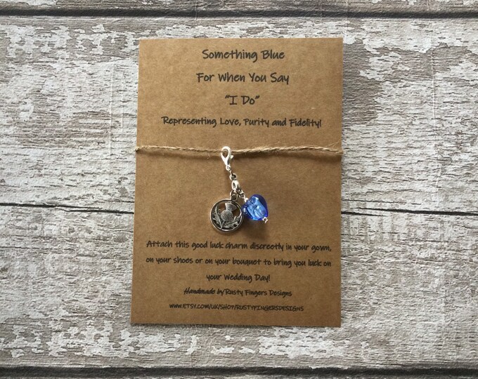 Something Blue Thistle Good Luck Wedding Gift Bouquet Charm - Etsy