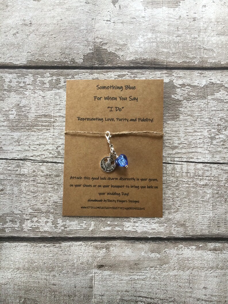 Something Blue Thistle Good Luck Wedding Gift Bouquet Charm - Etsy