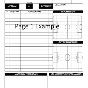PRINTABLE DOWNLOADABLE Coaches Football Planner Match Day Session Match ...