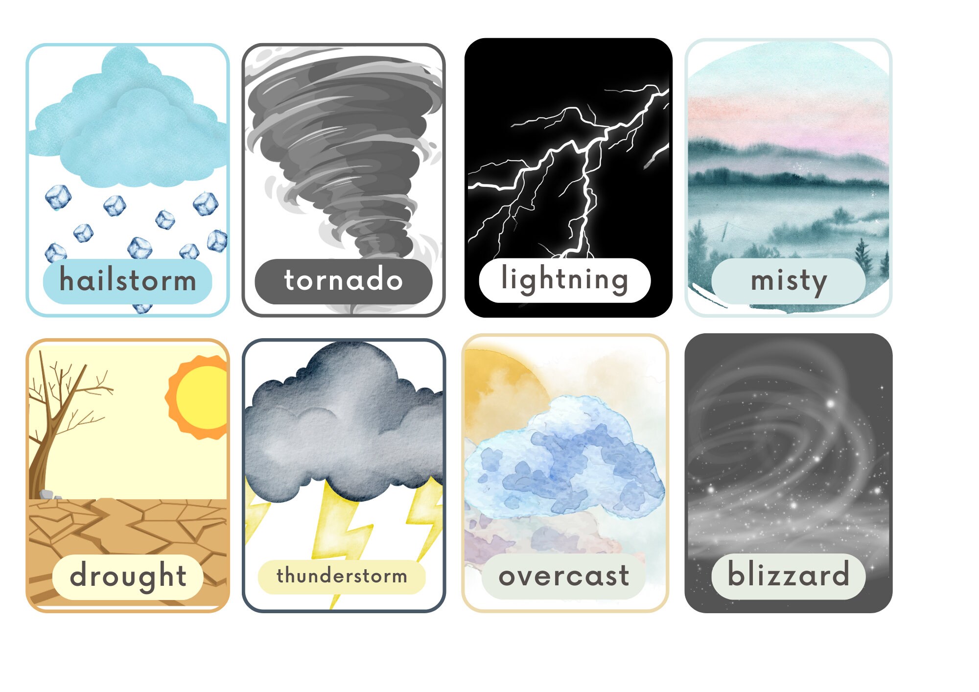 Weather Flashcards, Toddler Weather Activity, Homeschool Activities ...