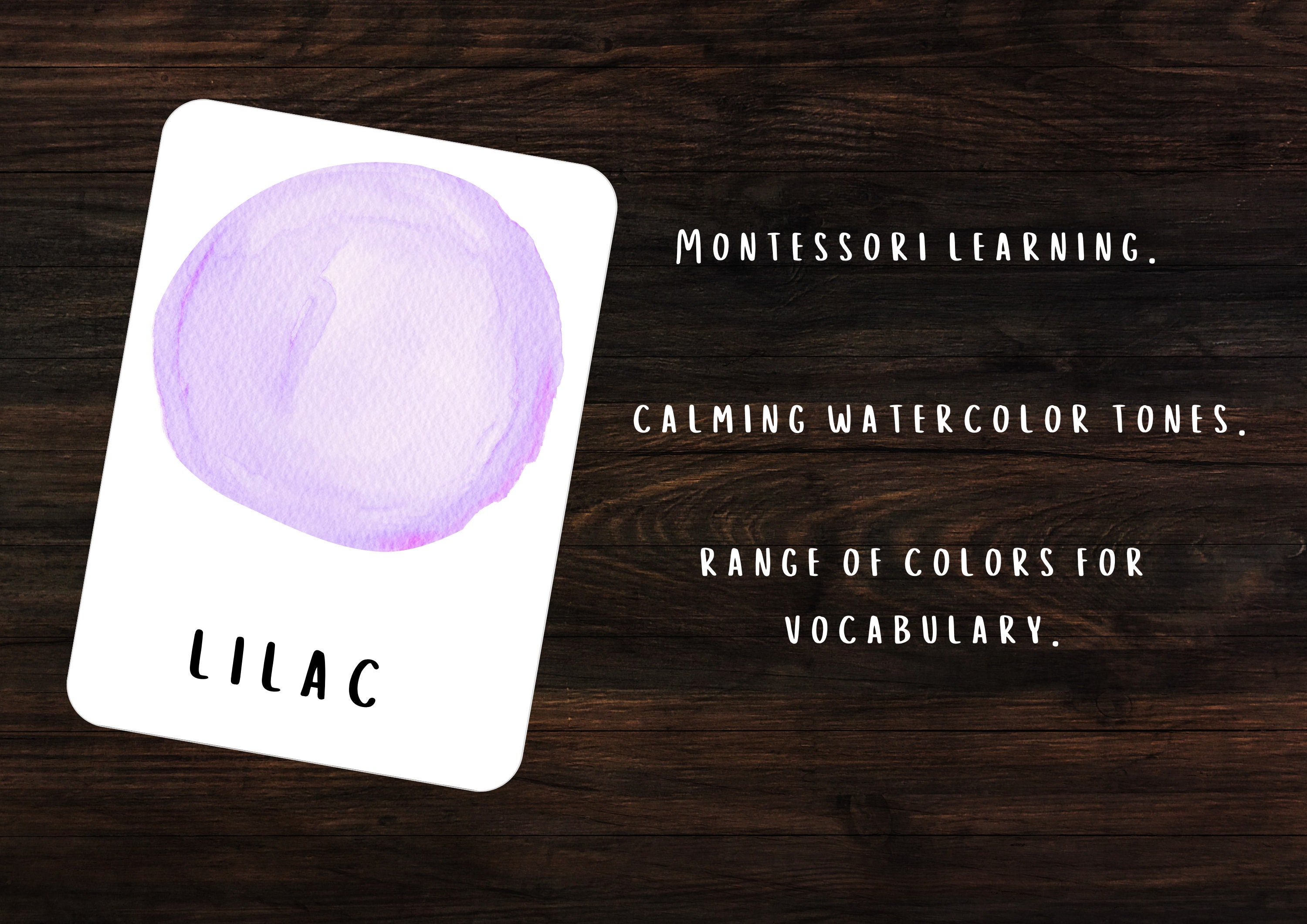 12 Color Cards, Montessori Flashcards, Pre-school Cards, Educational ...