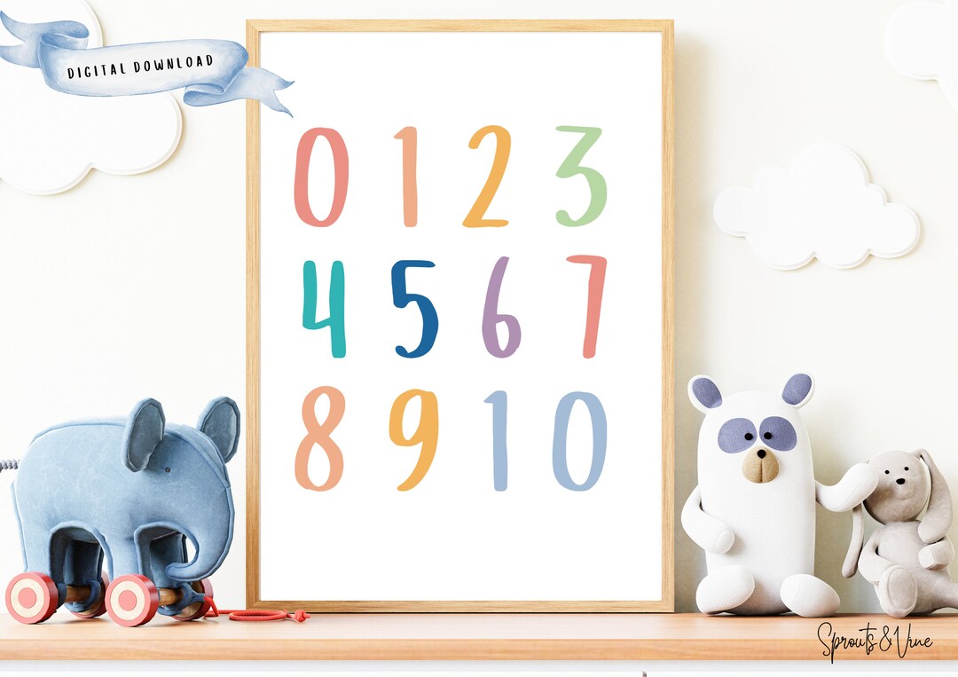 Rainbow Numbers Poster, Homeschool Numbers Print, Nursery Decor ...
