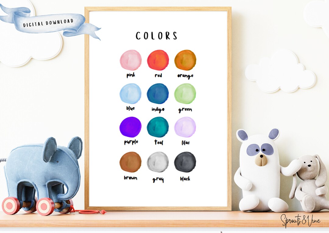 Colors Educational Poster, Montessori Poster, Learn Colors, Classroom ...