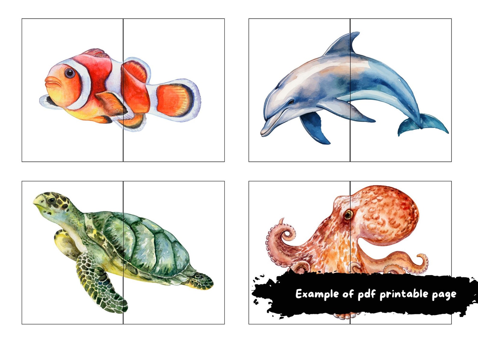 Sea Animal Matching Game | Toddler Memory Game | Printable Ocean ...