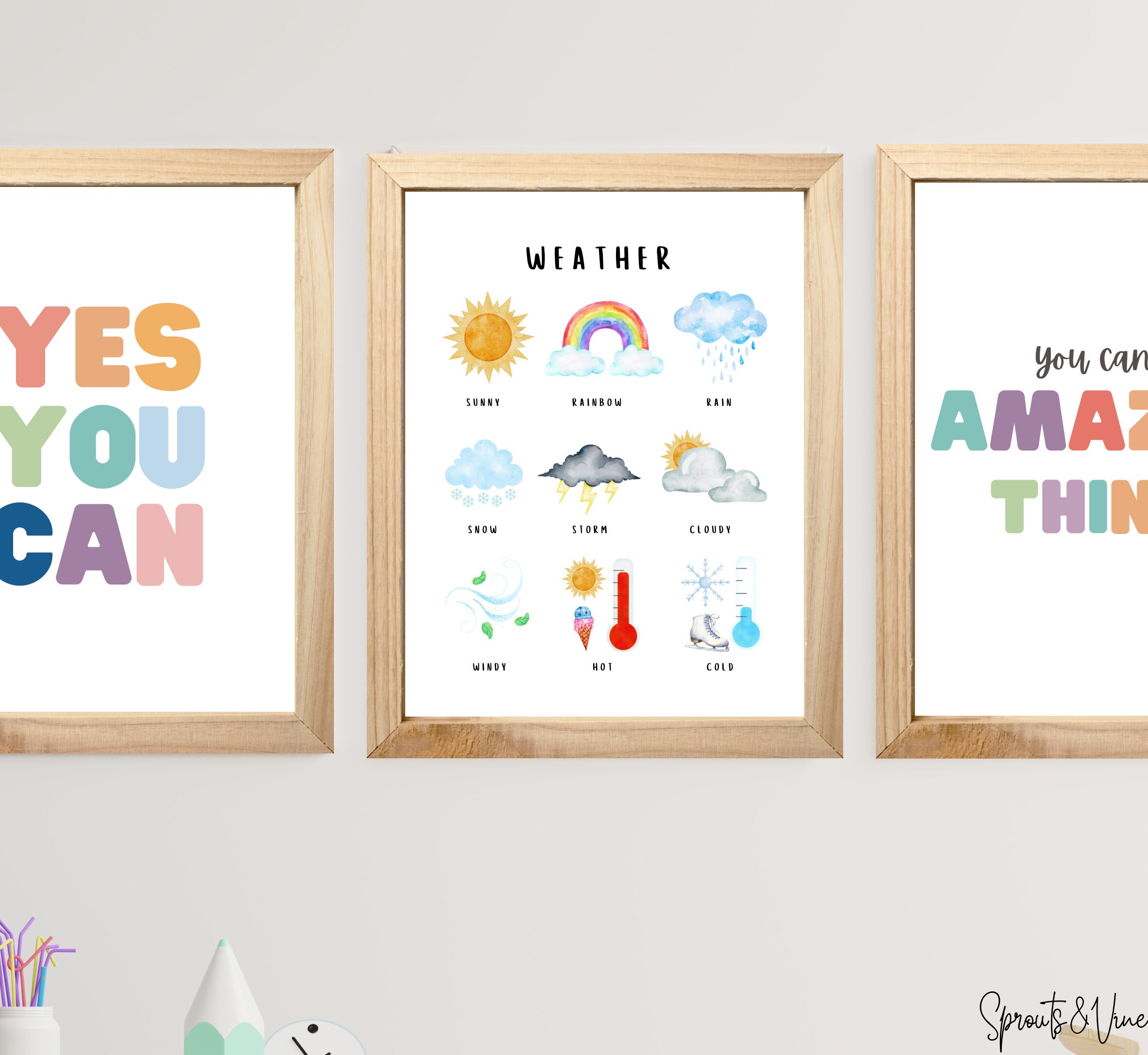Weather Poster, Weather Chart, Kids Wall Decor, Educational Print ...