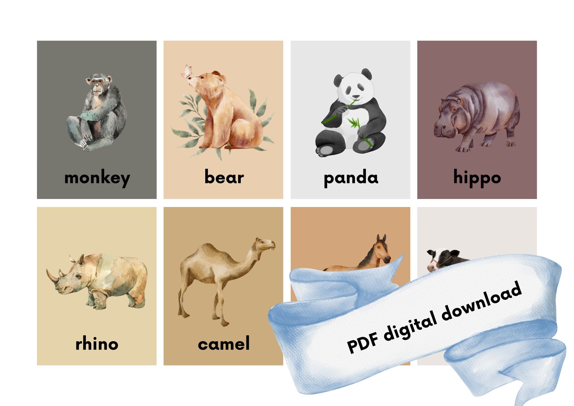 Animal Flashcards - 80 Printable Animals, Birds, Bugs and Sea Creatures ...
