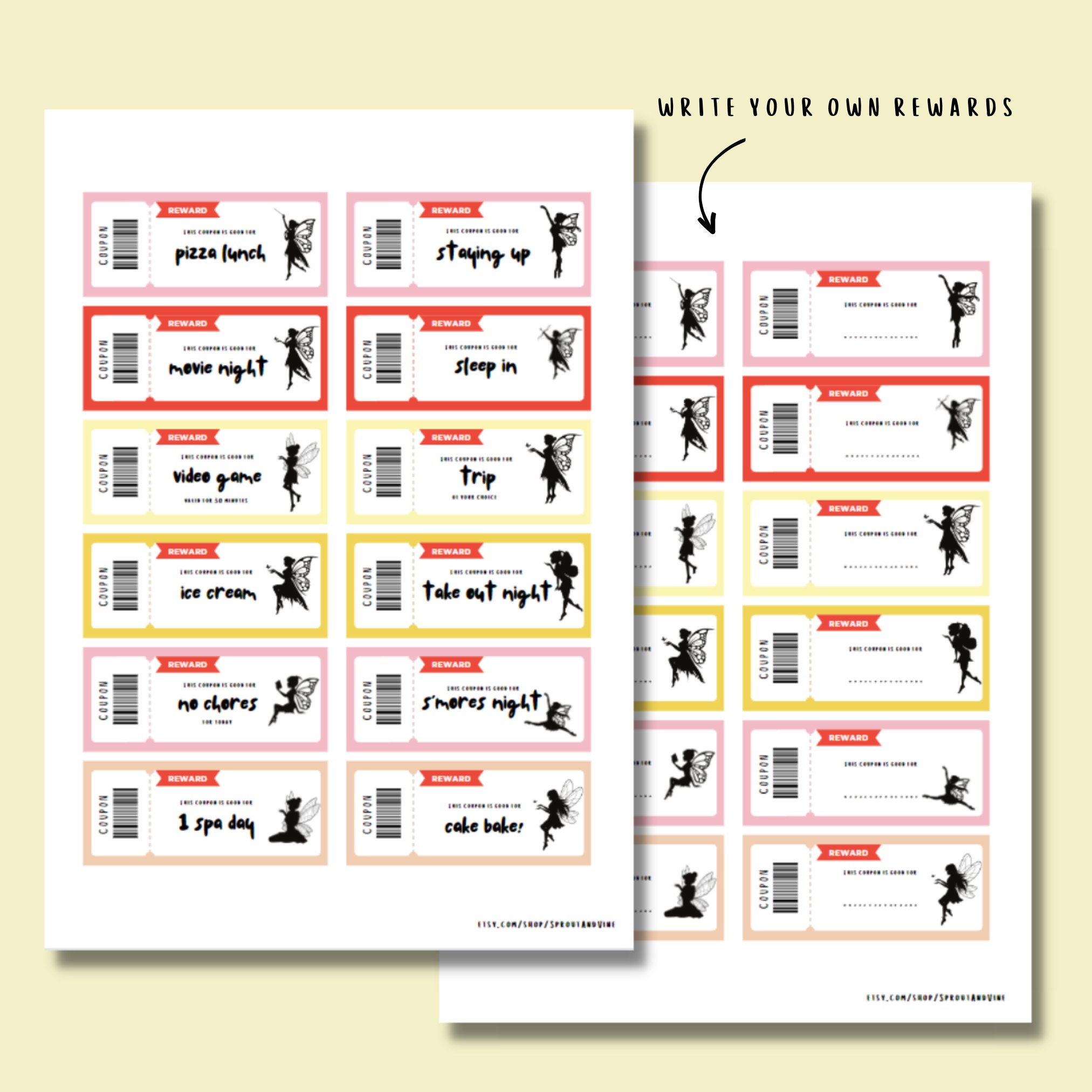 Printable Rewards Coupon | Fairy Themed | Digital Printable PDF ...