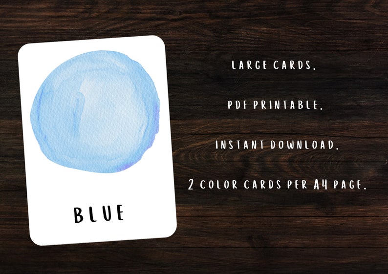 12 Color Cards, Montessori Flashcards, Pre-school Cards, Educational ...